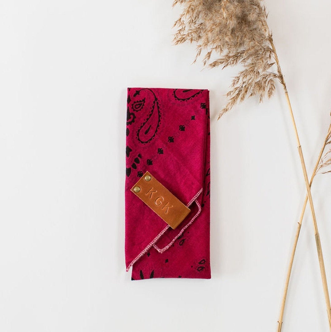 Bandana With Leather Loop (customizable) Wine - Etsy
