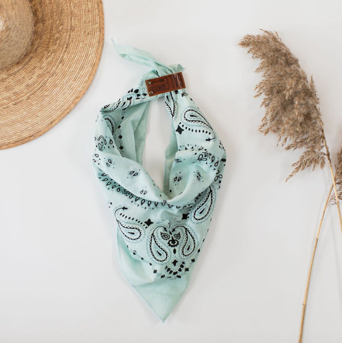 Tan Bandana With Leather Loop (customizable) - Etsy