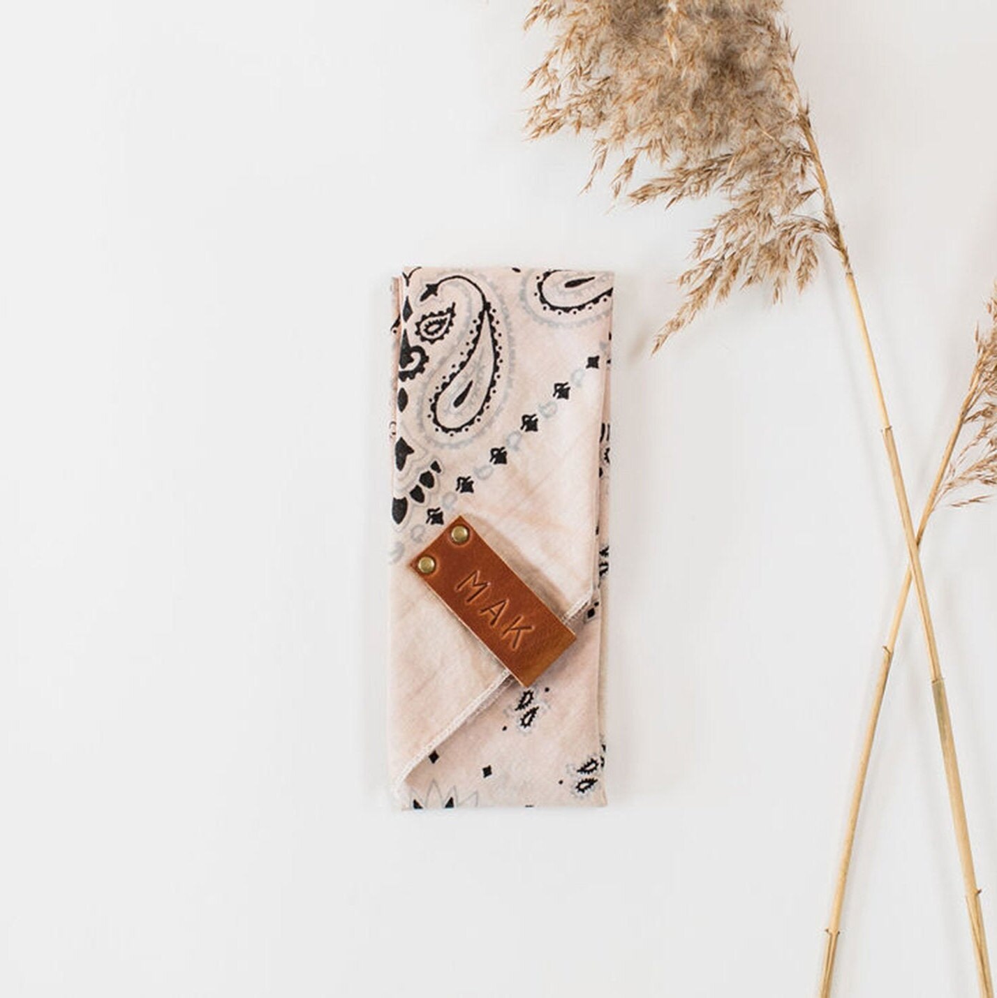 Tan Bandana With Leather Loop (customizable) - Etsy