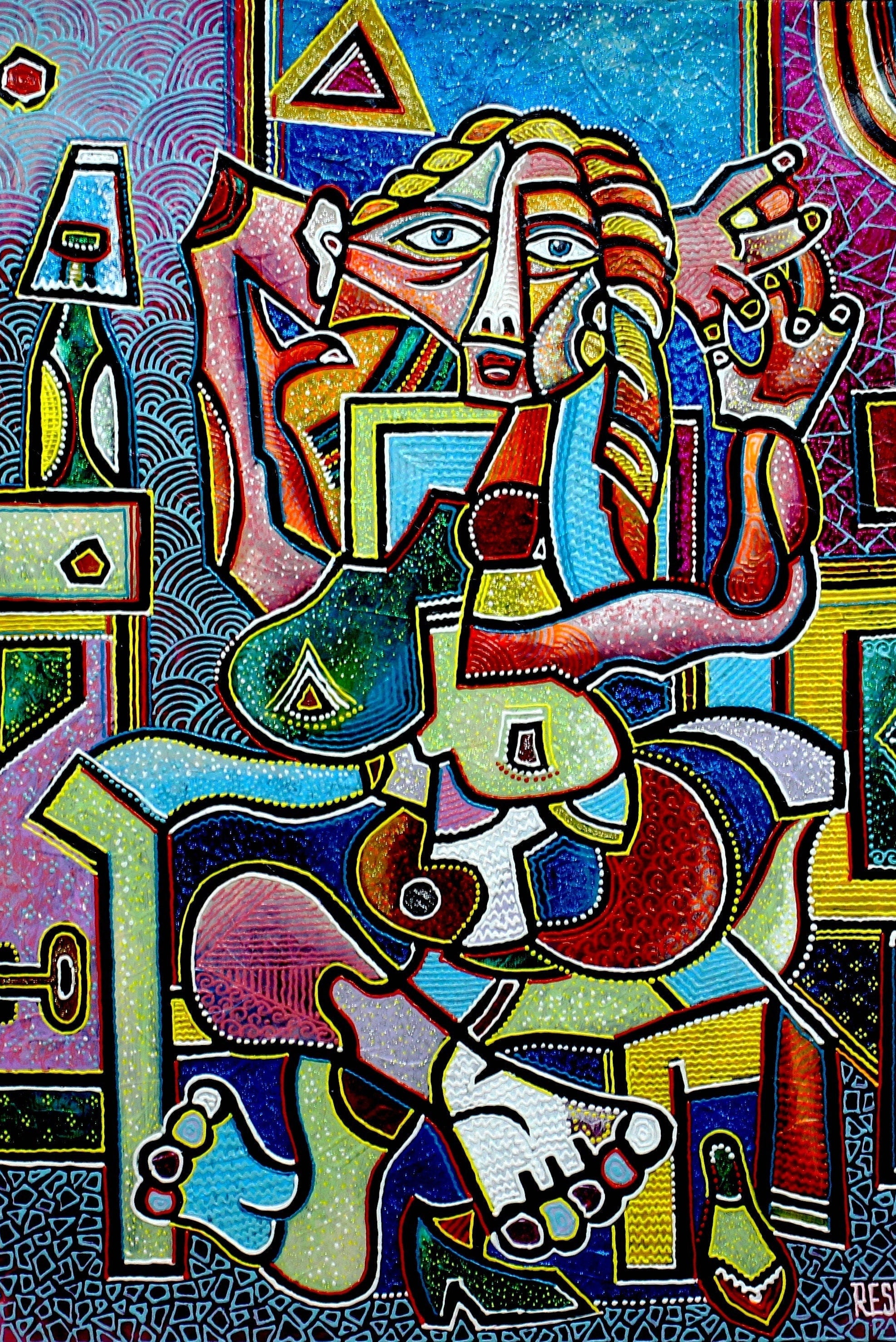 WOMAN PAINTING, Mixed Media, Composition, RESH, Yosef Reznikov ...