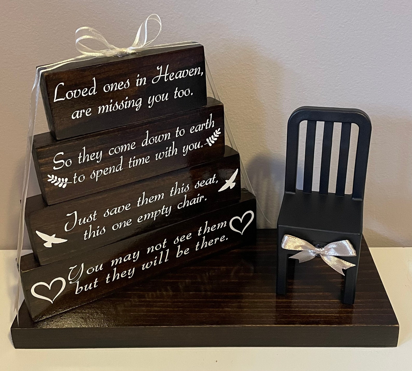 Loved Ones in Heaven Chair Wood Decor Memorial Piece (reimagined ...