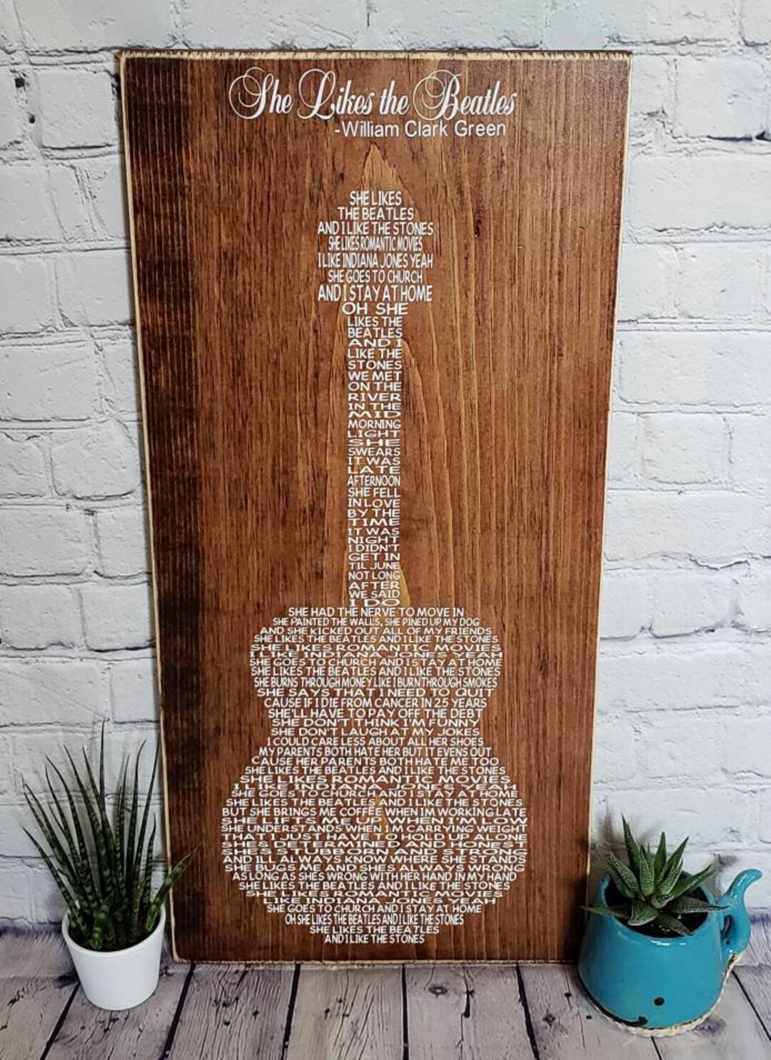 Lyric Guitar Personalized Wood Sign - Etsy