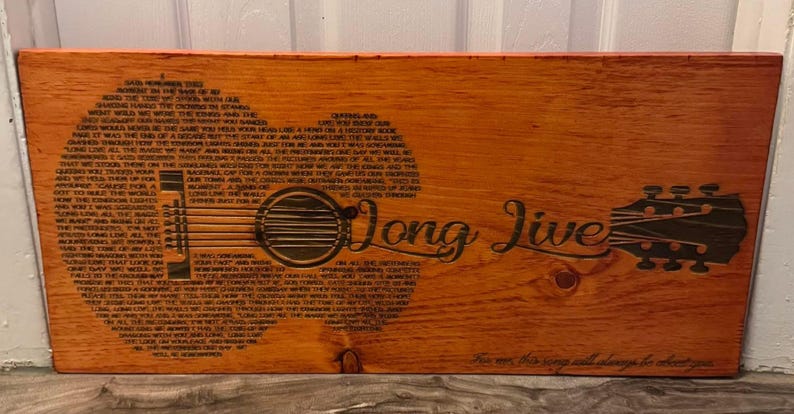 Customizable Engraved Lyric Guitar Personalized Wood Sign - Etsy