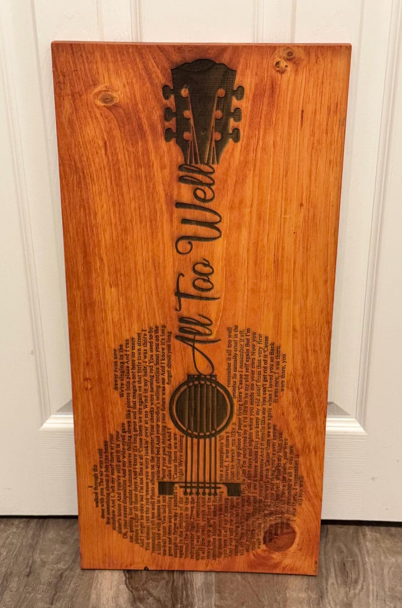 Customizable Engraved Lyric Guitar Personalized Wood Sign - Etsy