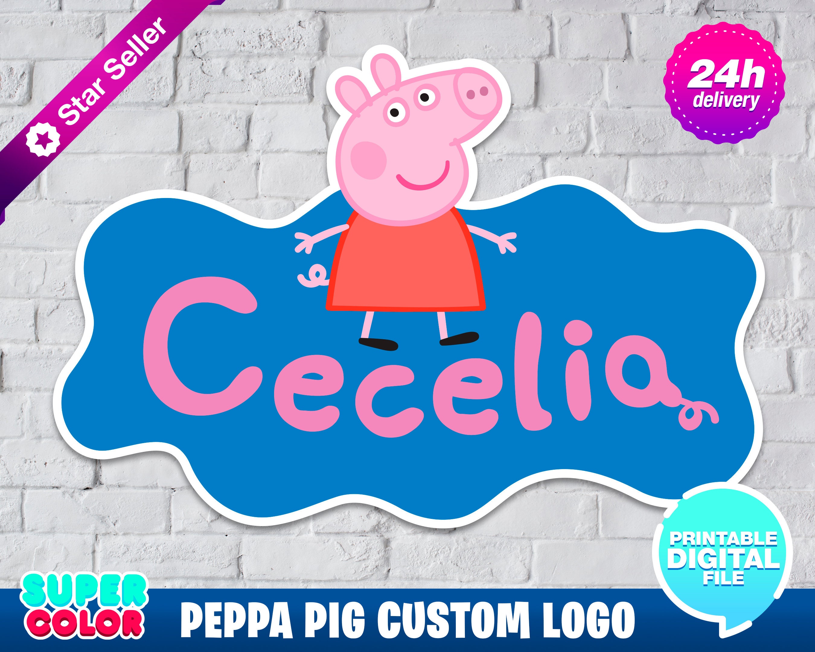 Peppa Pig Logo Personalizado con nombre - Etsy México