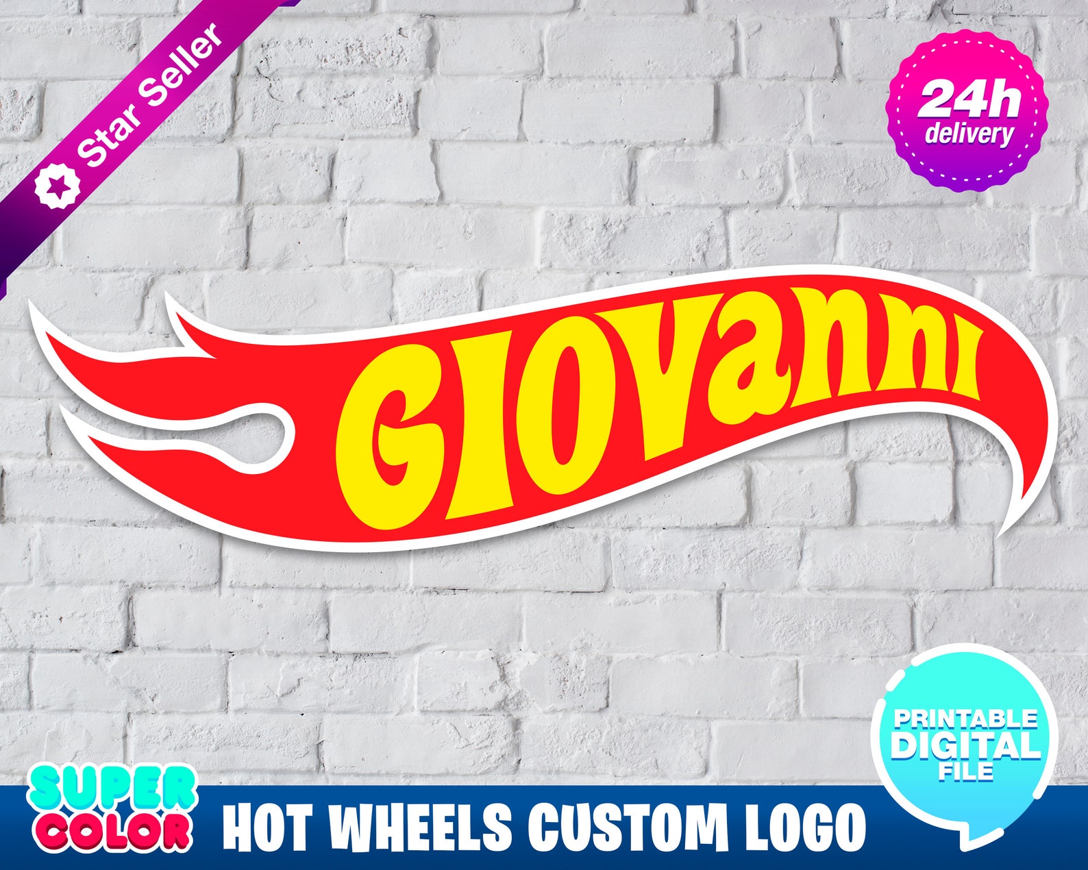 Hot Wheels Custom Logo With Name - Etsy Canada