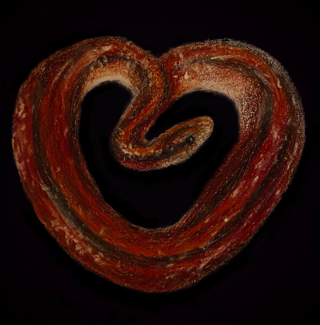 Red Snake Heart Original Art Print - Etsy