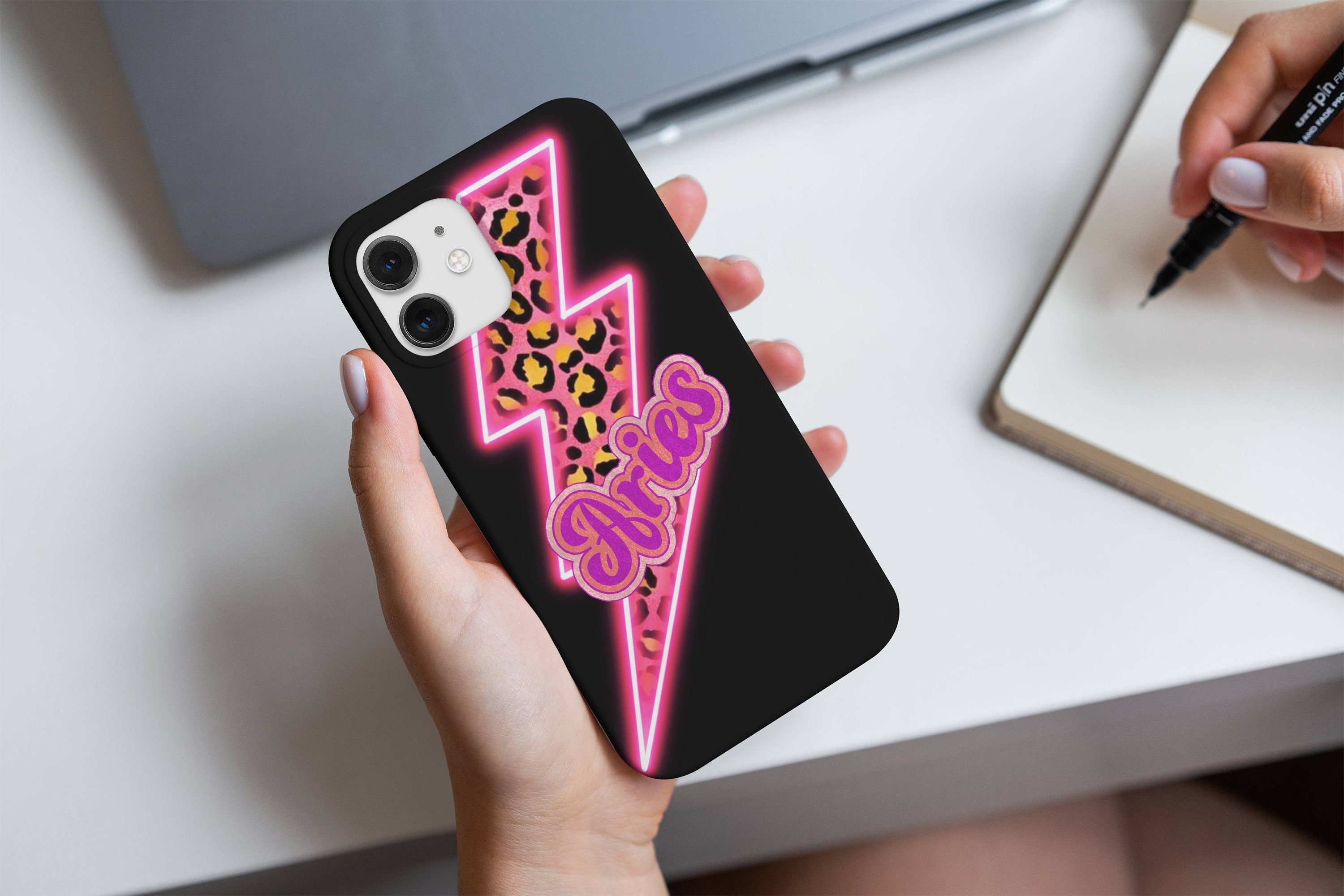 Retro Aries Zodiac Neon Lightning Bolt Phone Case sold by Camila Souza ...