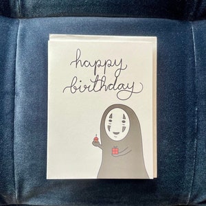 No Face Inspired Card Happy Birthday Card Studio Ghibli Inspired - Etsy