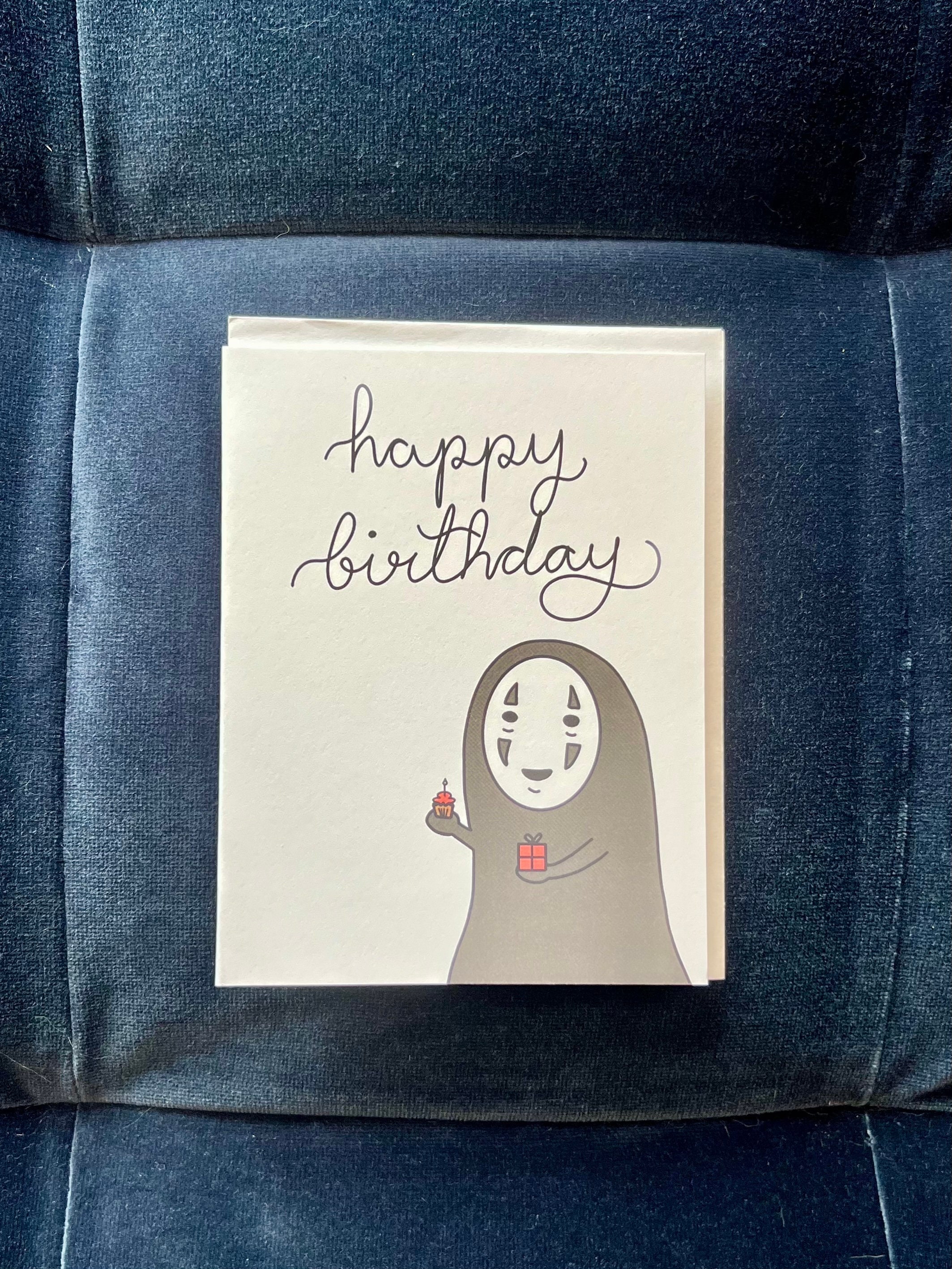 No Face Inspired Card Happy Birthday Card Studio Ghibli Inspired - Etsy