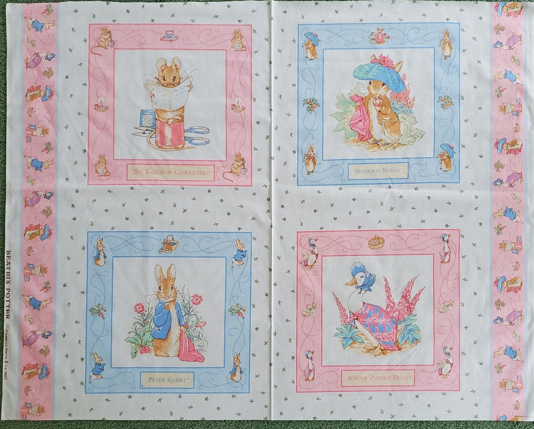 Beatrix Potter Fabric Panel, Vintage Peter Rabbit, Frederick Warne & Co ...