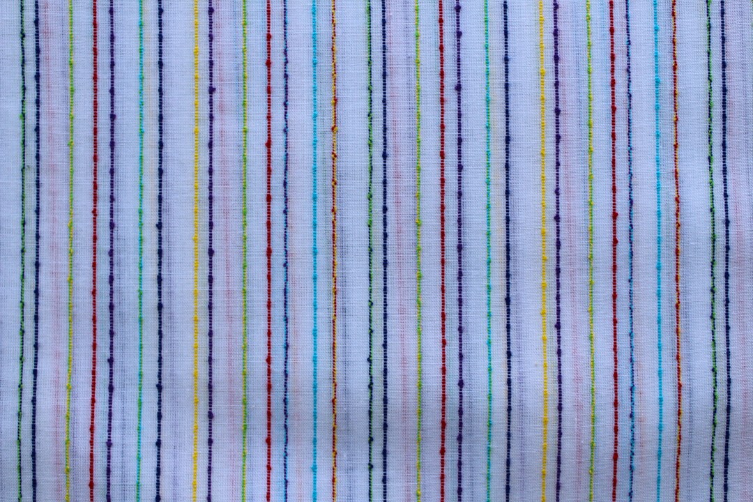 Knobby Striped Vintage Fabric, Multi-colored Stripe, Sold by the Half ...