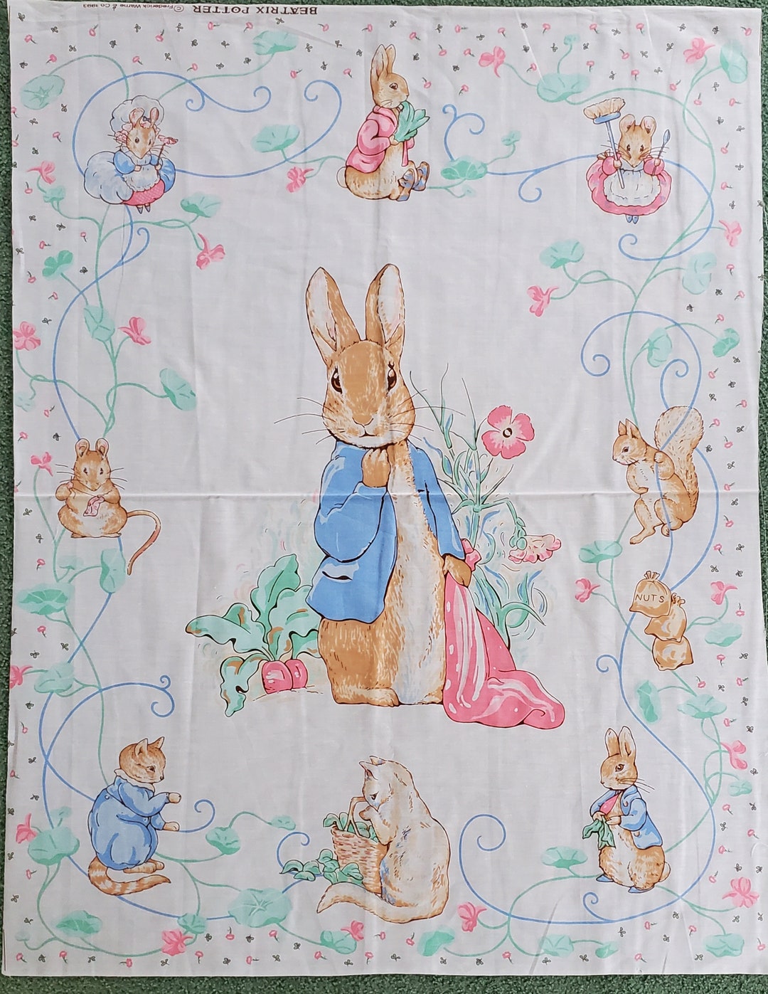 Beatrix Potter Panel, Peter Rabbit, Tom Kitten, Squirrel Nutkin, Etc ...