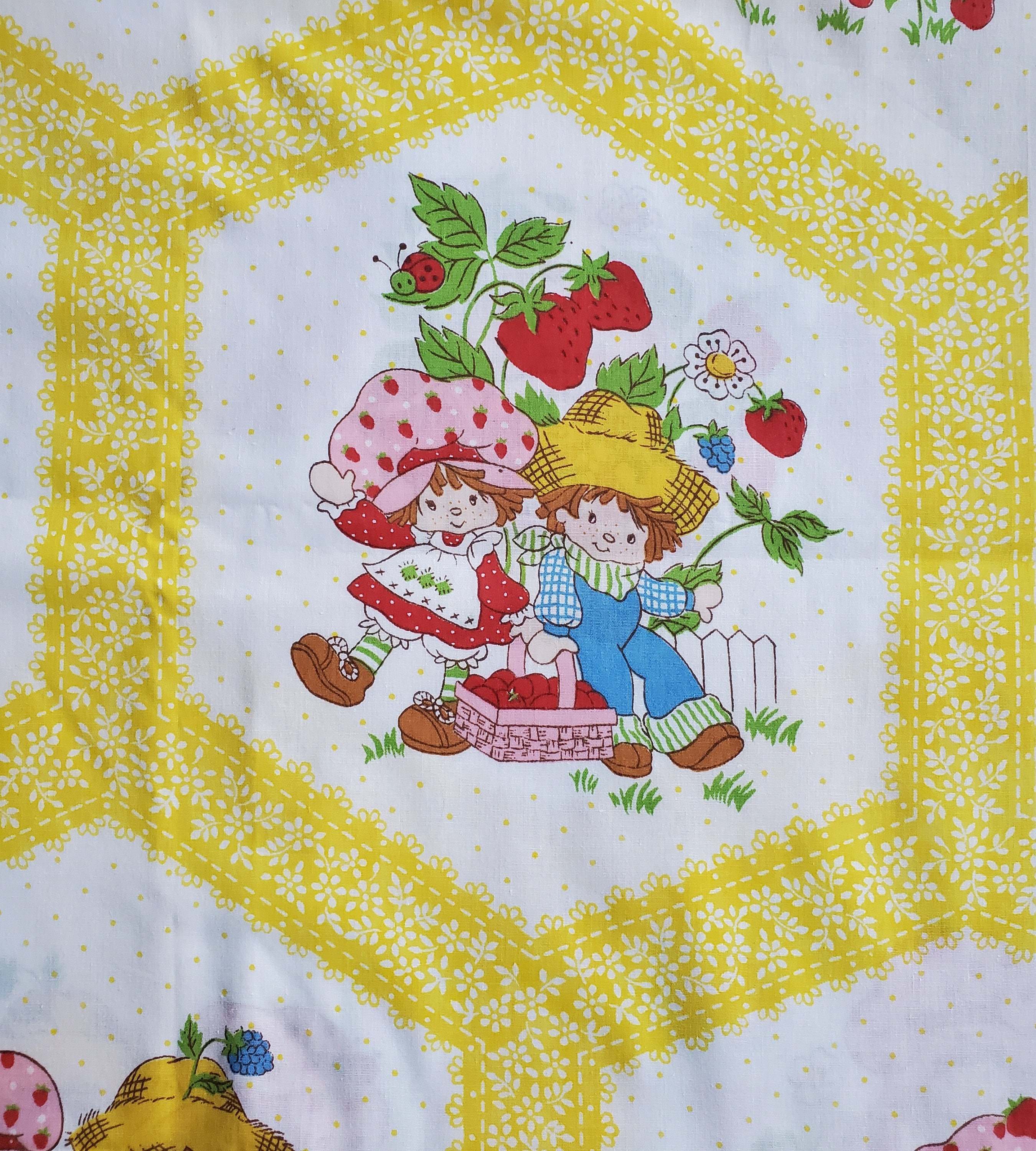 Huckleberry Pie and Strawberry Shortcake Vintage Fabric, Springs Mills ...