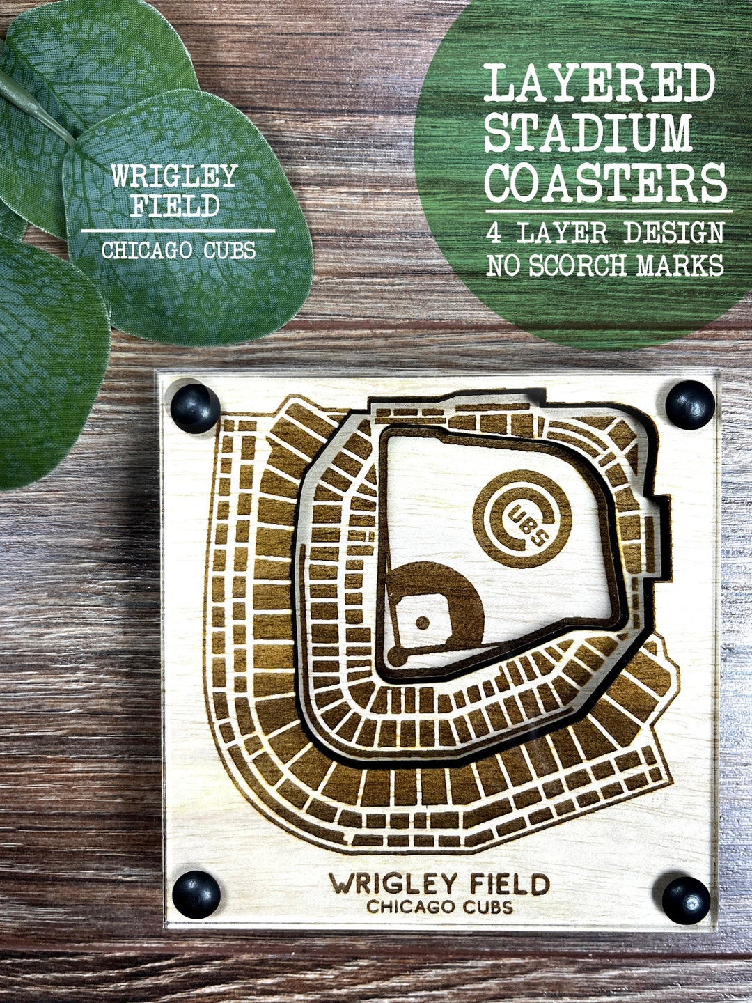 Wrigley Field - Chicago Cubs Layered Stadium Coaster Set, 3D Coaster ...