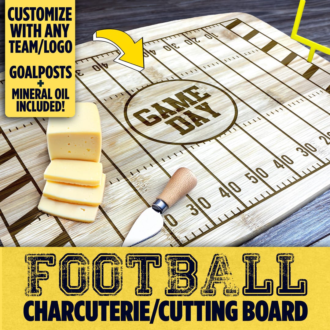 Football Field Charcuterie/cutting Board | Customize With Any Logo/team ...