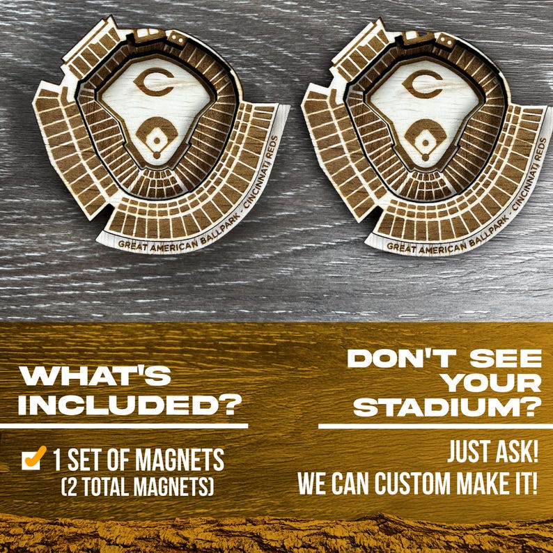 3D Stadium Magnets Wood Layered - Baseball / Football / Soccer ...