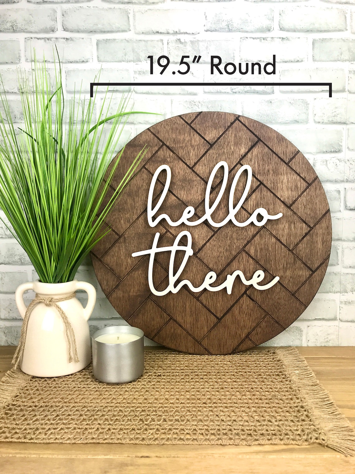 19.5 Herringbone Hello There Sign Hanging Wood Sign | Etsy