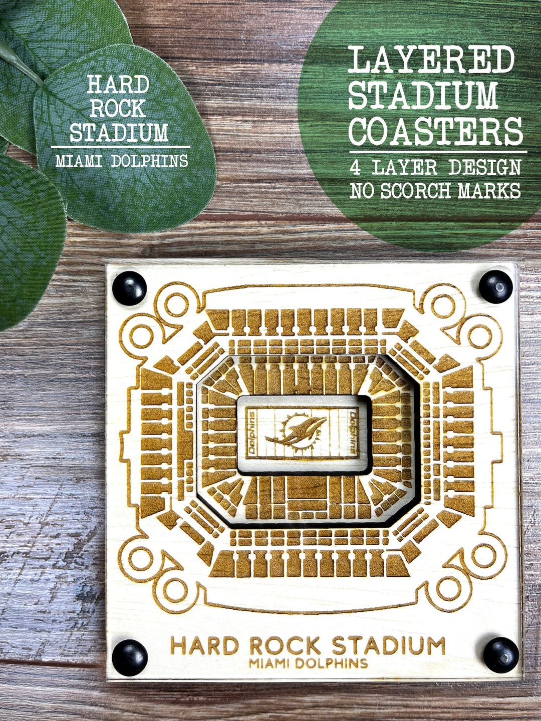 Hard Rock Stadium - Miami Dolphins Layered Stadium Coaster Set, 3D ...