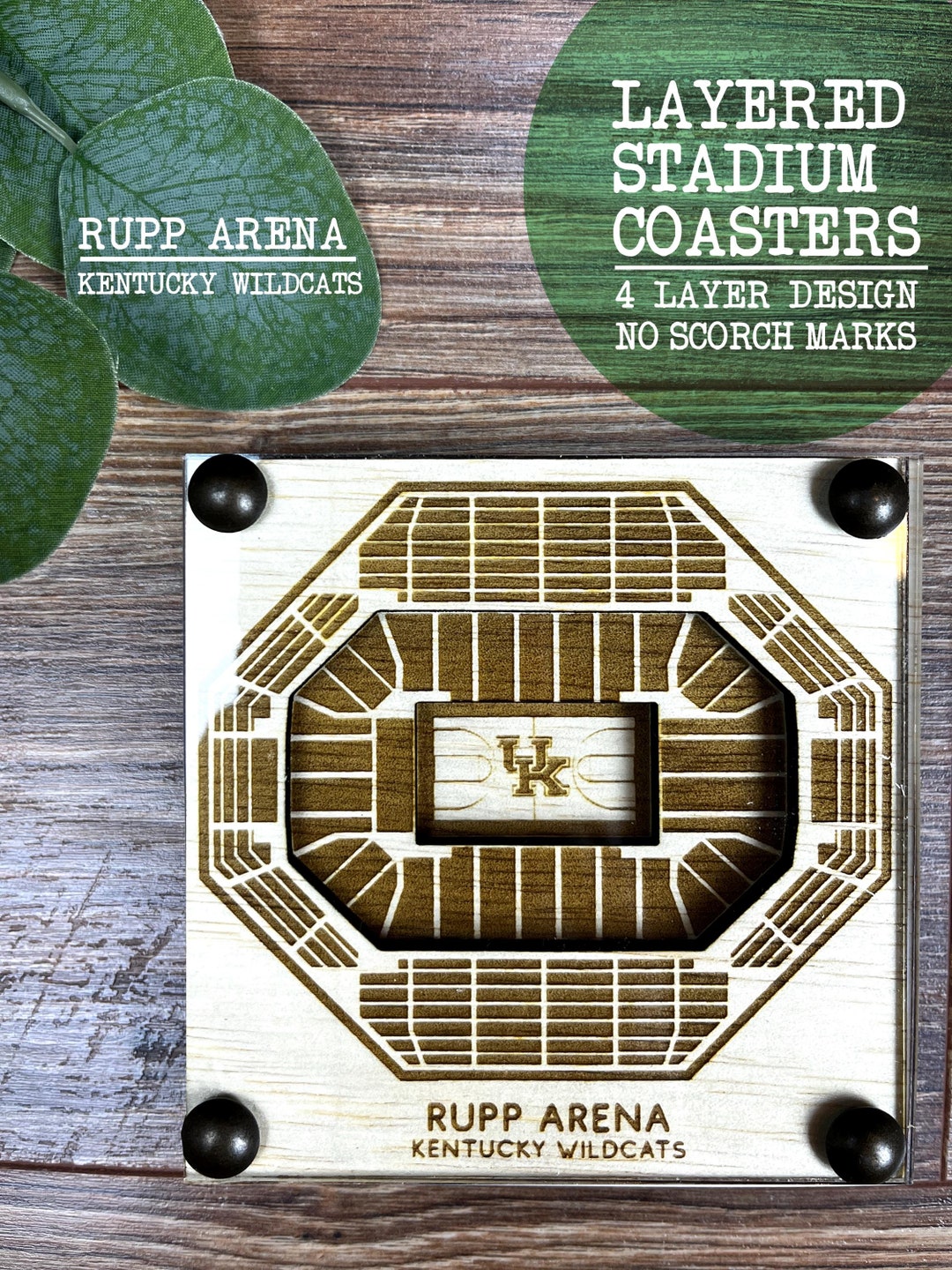 Rupp Arena - UK Layered Stadium Coaster Set, 3D Coaster, Bar Gift, Dad ...