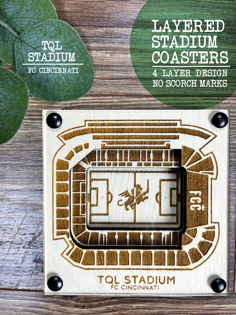 TQL Stadium - FC Cincinnati Layered Stadium Coaster Set, 3D Coaster ...