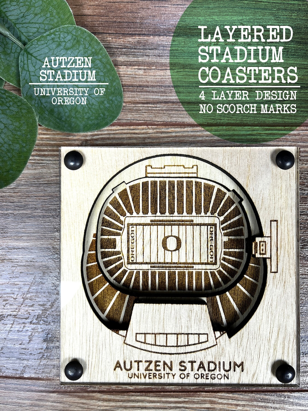 University of Oregon - Autzen Stadium Layered Stadium Coaster Set (set ...