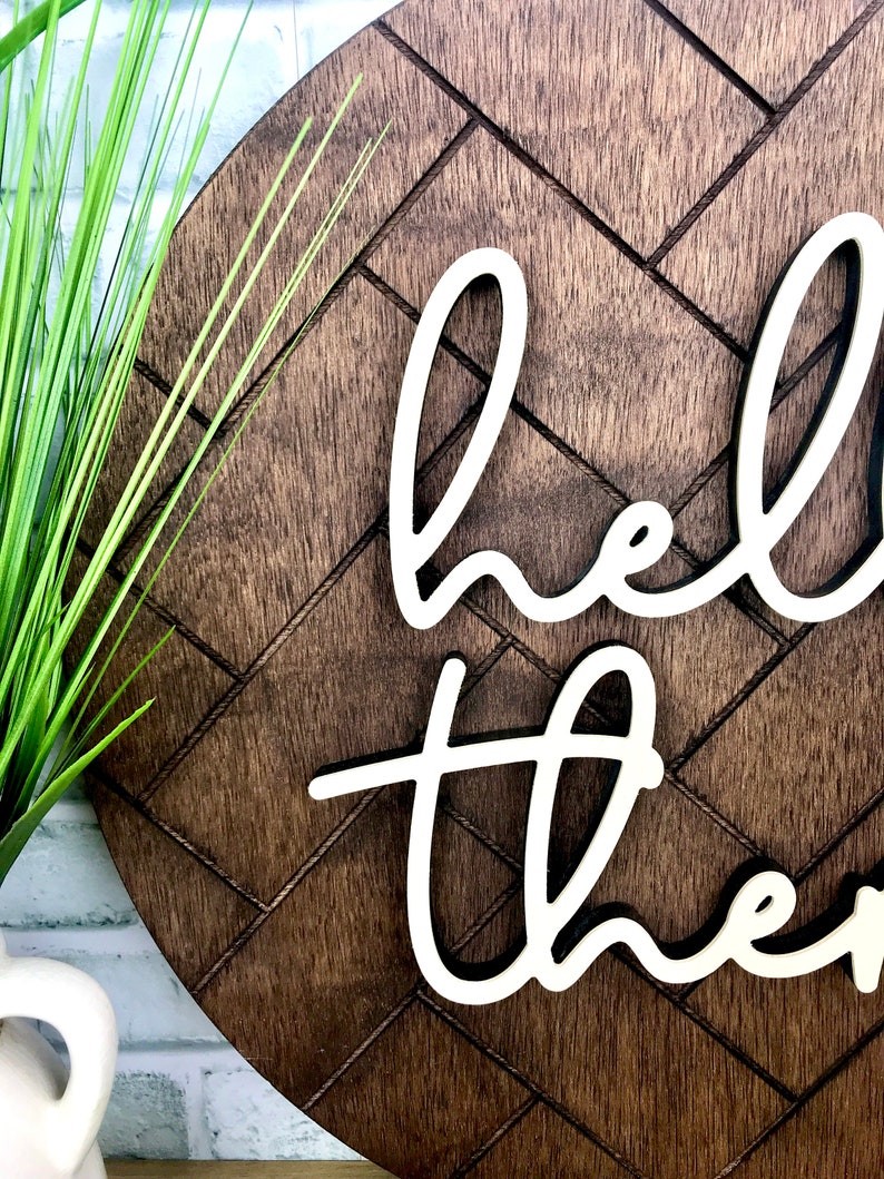 19.5 Herringbone Hello There Sign Hanging Wood Sign - Etsy
