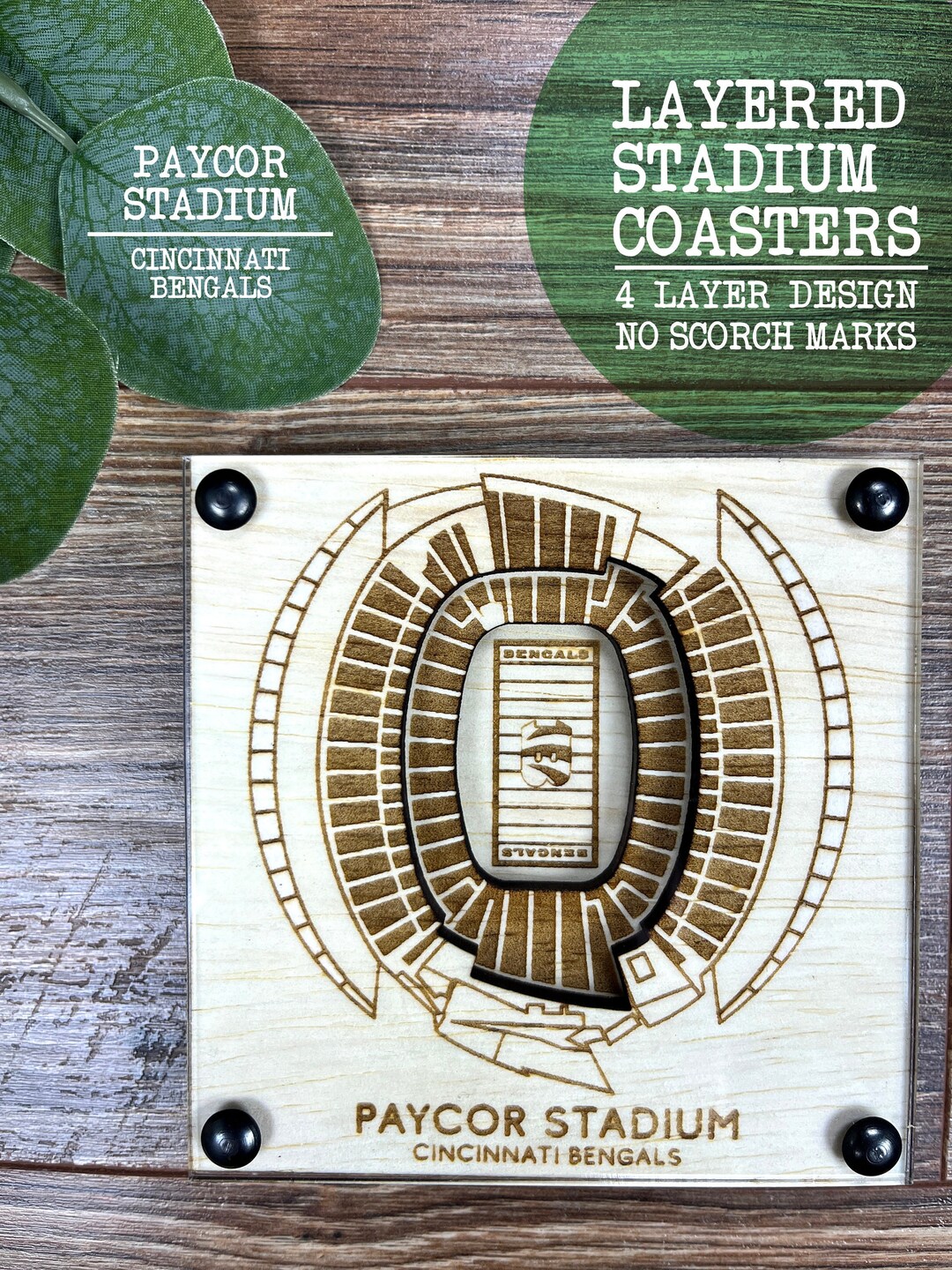 Paycor Stadium - Bengals Layered Stadium Coaster, 3D Layered Coaster ...