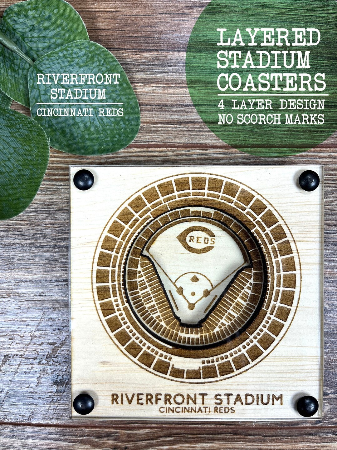 Riverfront Stadium - Cincinnati Reds Layered Stadium Coaster Set, 3D ...
