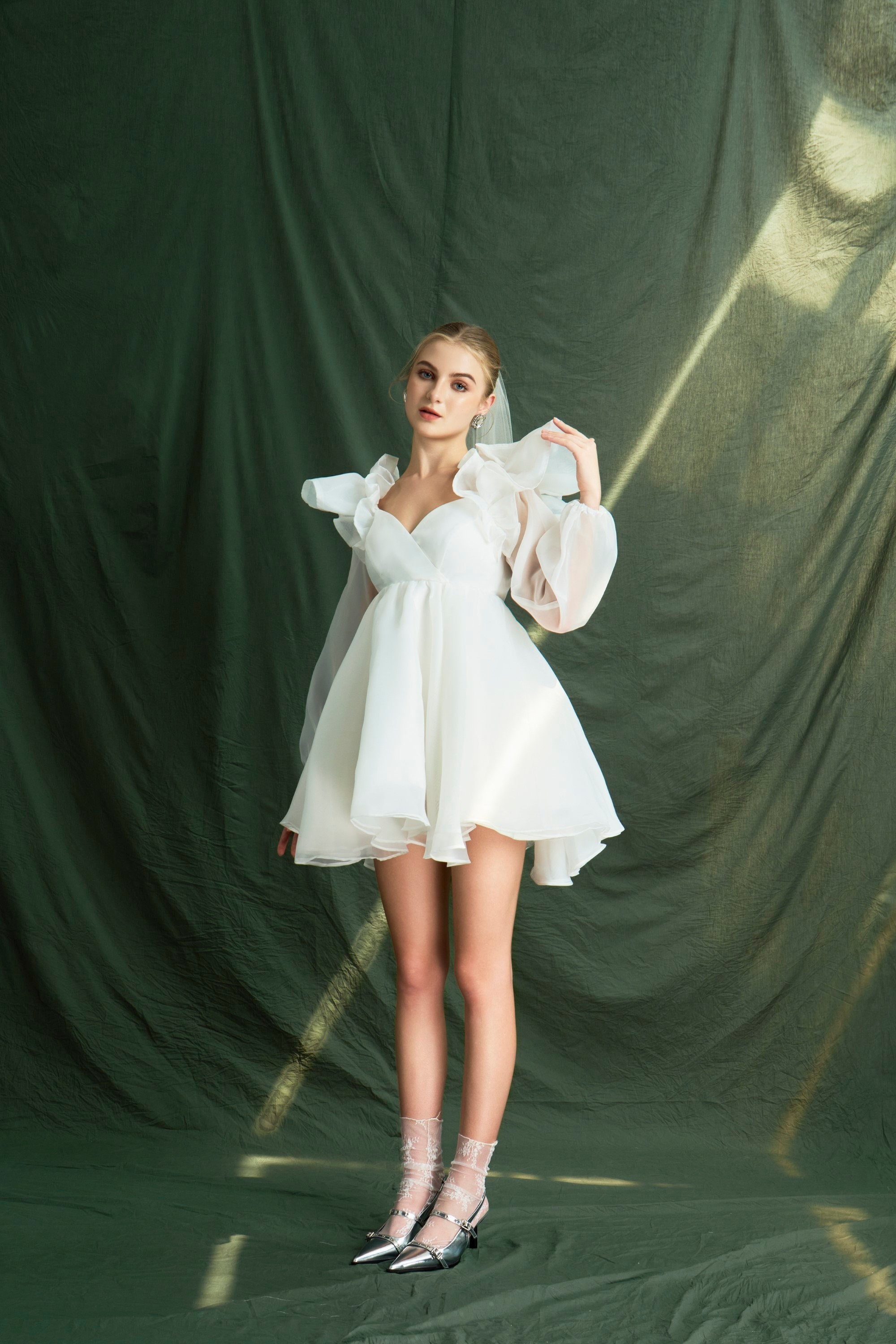Mini Wedding Dress/ Long Sleeves Dress/ Bridal Dress/ Engagement Dress ...