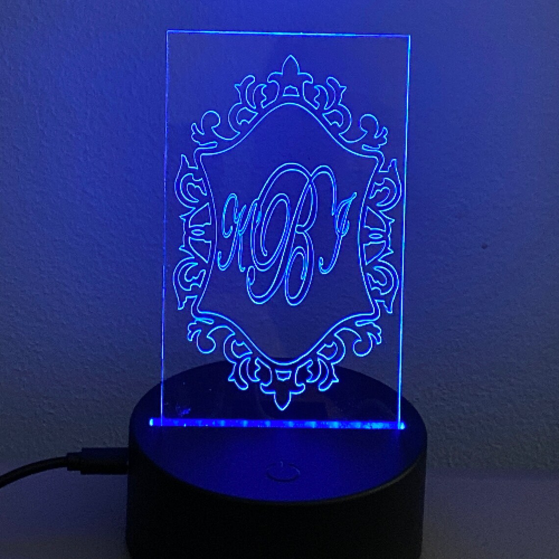Personalized Engraved Monogram LED Light Custom Night Light | Etsy