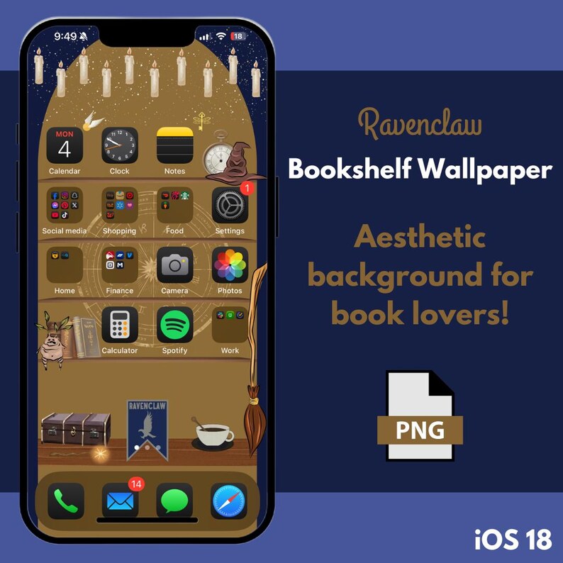 Ravenclaw Bookshelf Wallpaper for iPhone Ios 18 - Etsy