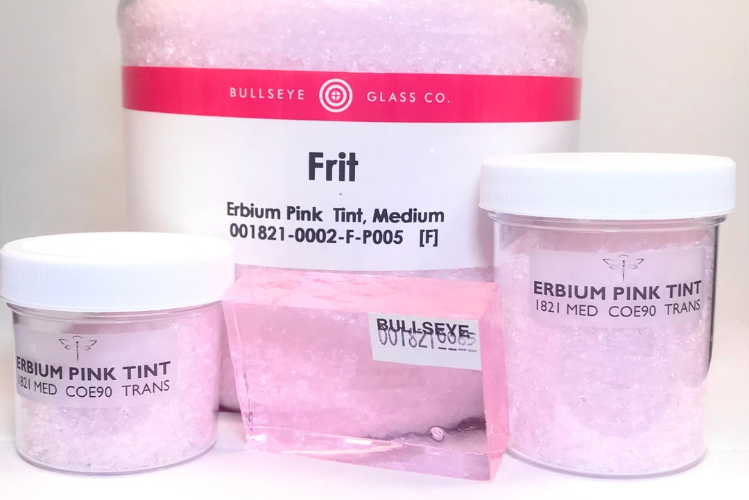 Erbium Pink Tint Bullseye Frit 1821 in Labeled Jar fast Flat Rate ...