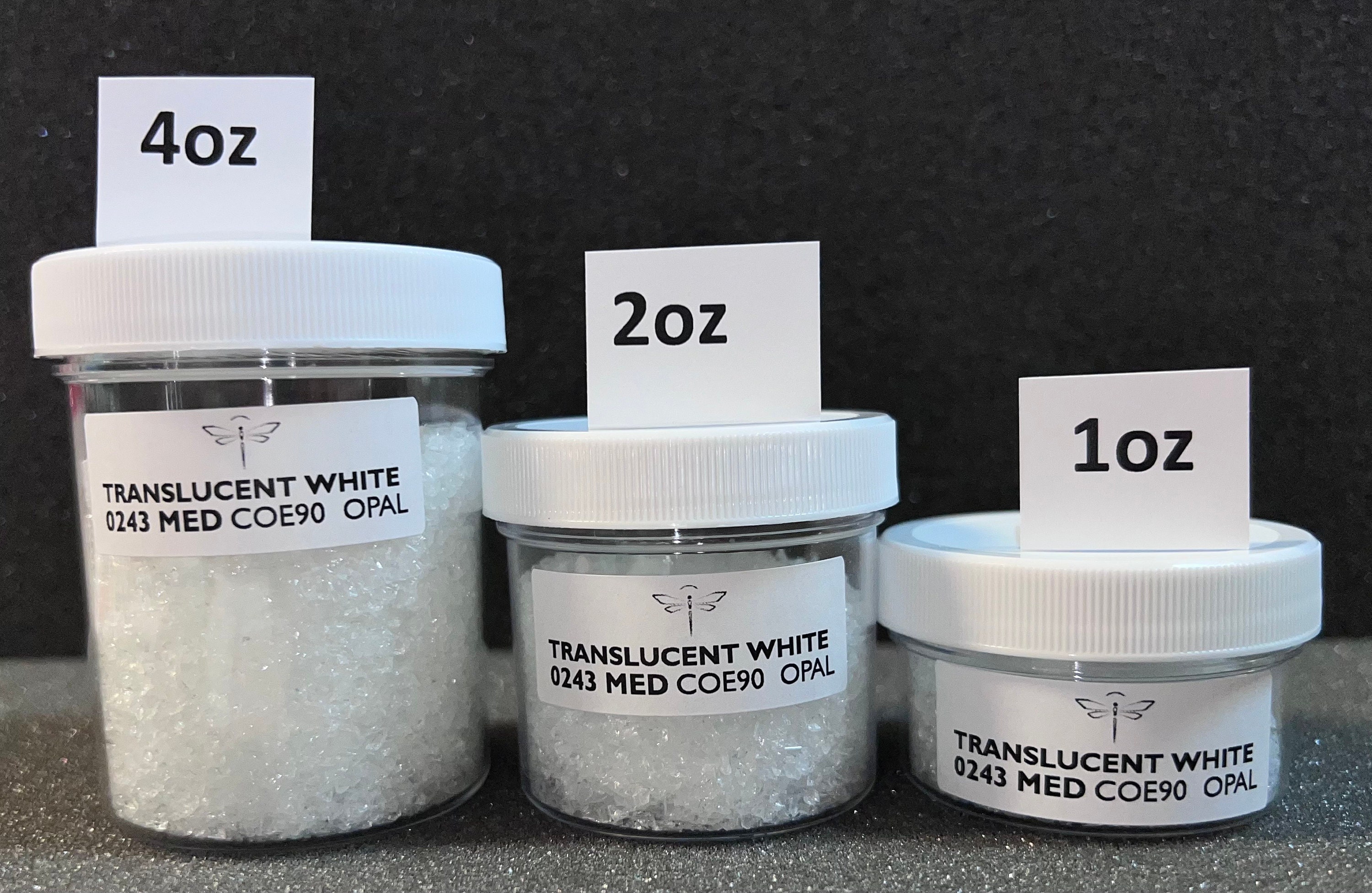 Translucent White Bullseye Frit 0243 With Labeled Jar fast Flat Rate ...