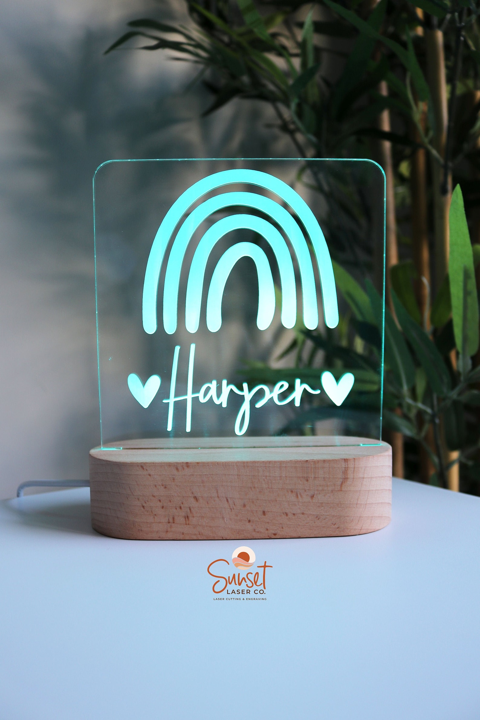 Personalised Night Light / Rainbow Design Light / LED Light - Etsy UK