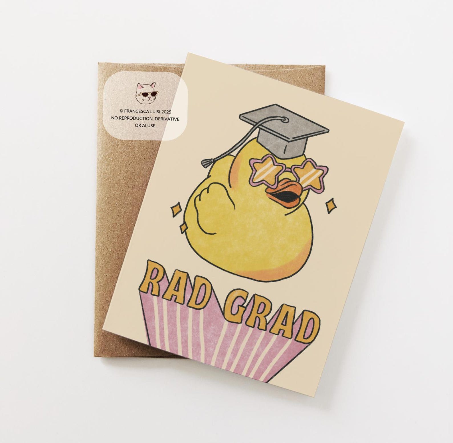 Rad Grad Rubber Ducky Graduation Card, Funny Grad Card, Congrats, High ...