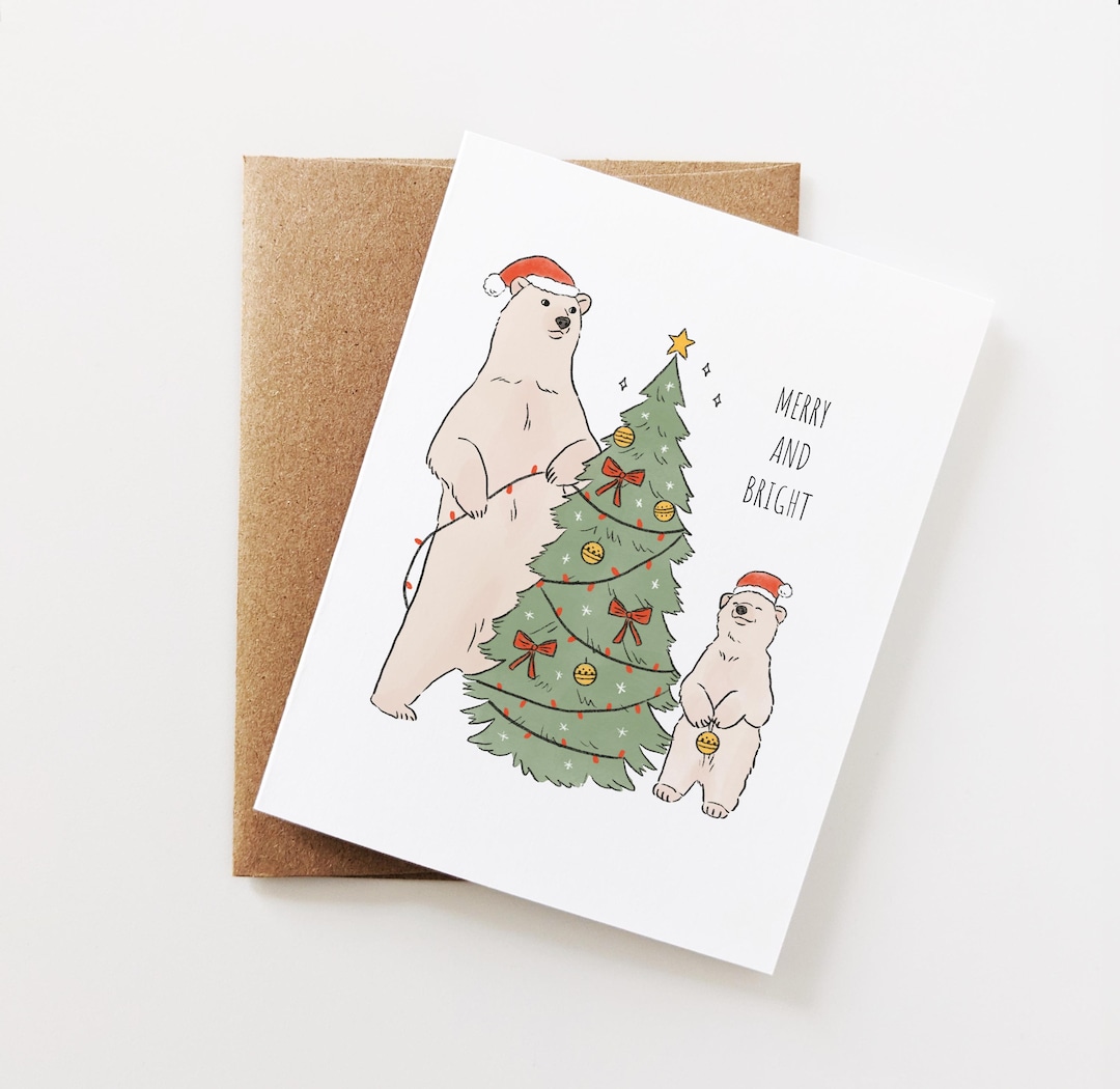 Polar Bear Christmas Card, Merry Christmas, Happy Holidays, Cute ...