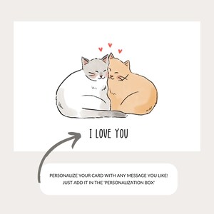 Cat Cuddling, Anniversary Card, Love Card, Cat Love, Cute Cat Card ...