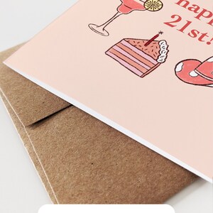 21st Birthday Card, Happy Twenty First Birthday, Cute Pink Birthday ...
