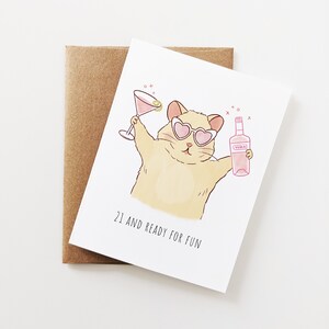 21st Birthday Card, Happy Twenty First Birthday Card , Cute Hamster ...