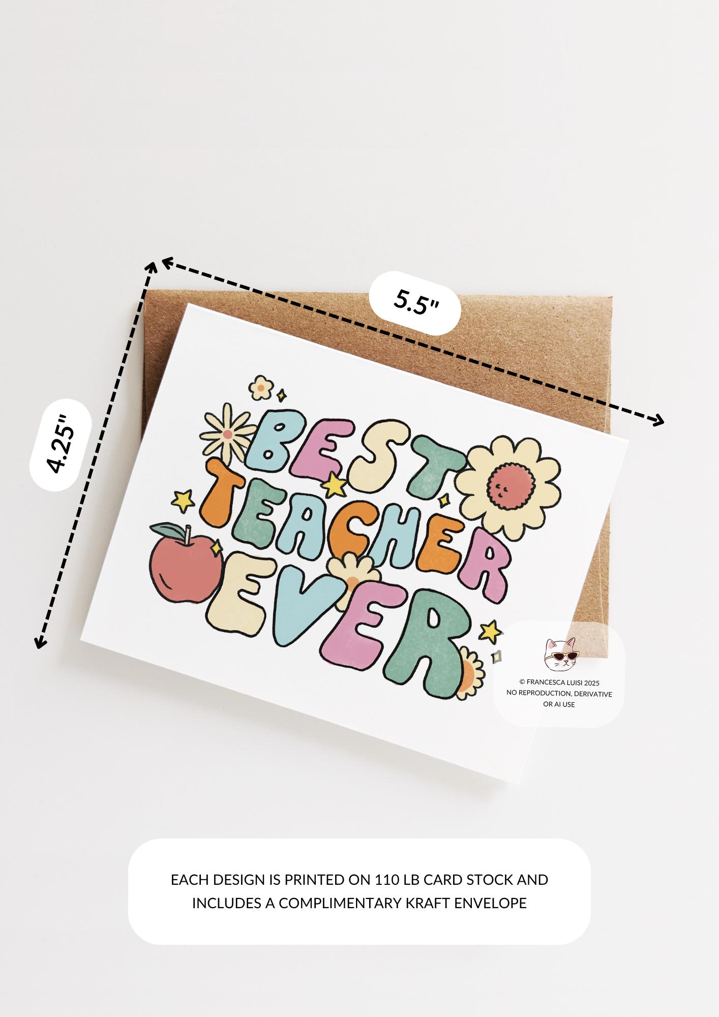 Best Teacher Ever Card, Teacher Appreciation, Thank You Gifts, Back to ...