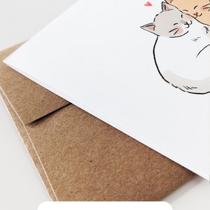 Cat Cuddling, Anniversary Card, Love Card, Cat Love, Cute Cat Card ...