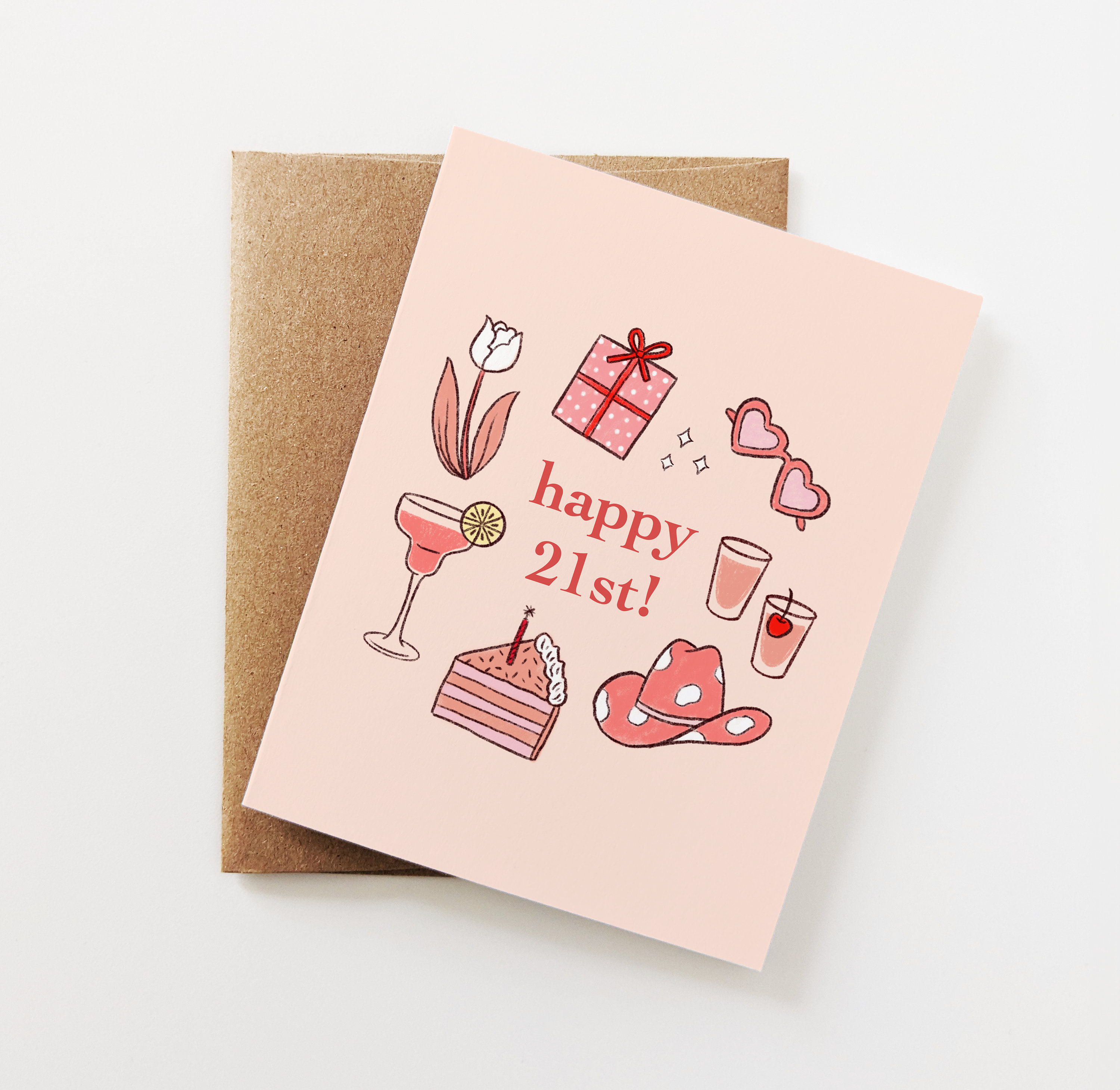 21st Birthday Card, Happy Twenty First Birthday, Cute Pink Birthday ...