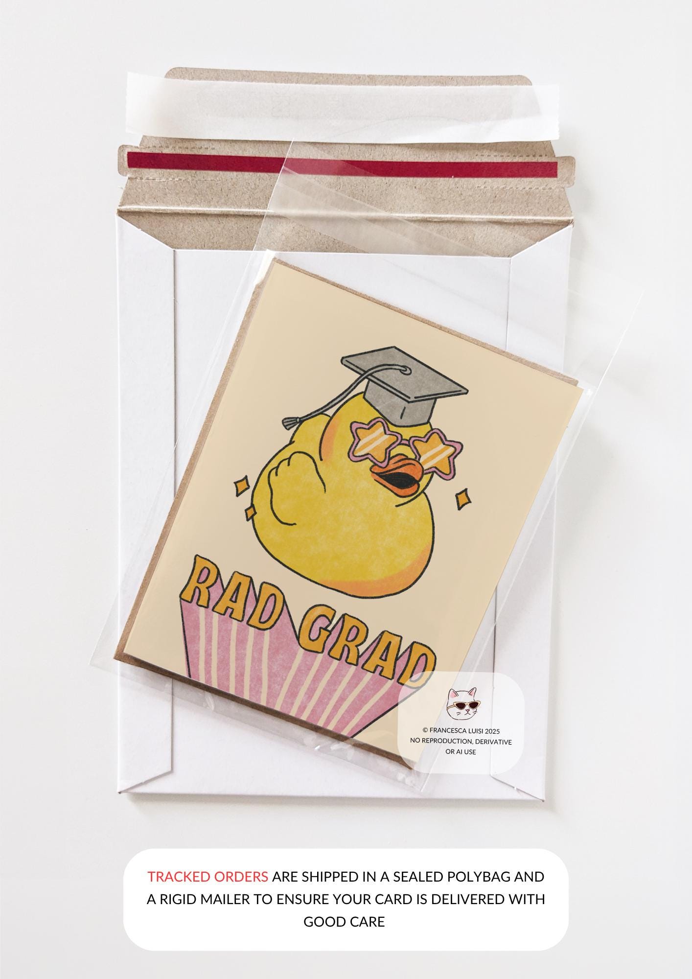 Rad Grad Rubber Ducky Graduation Card, Funny Grad Card, Congrats, High ...