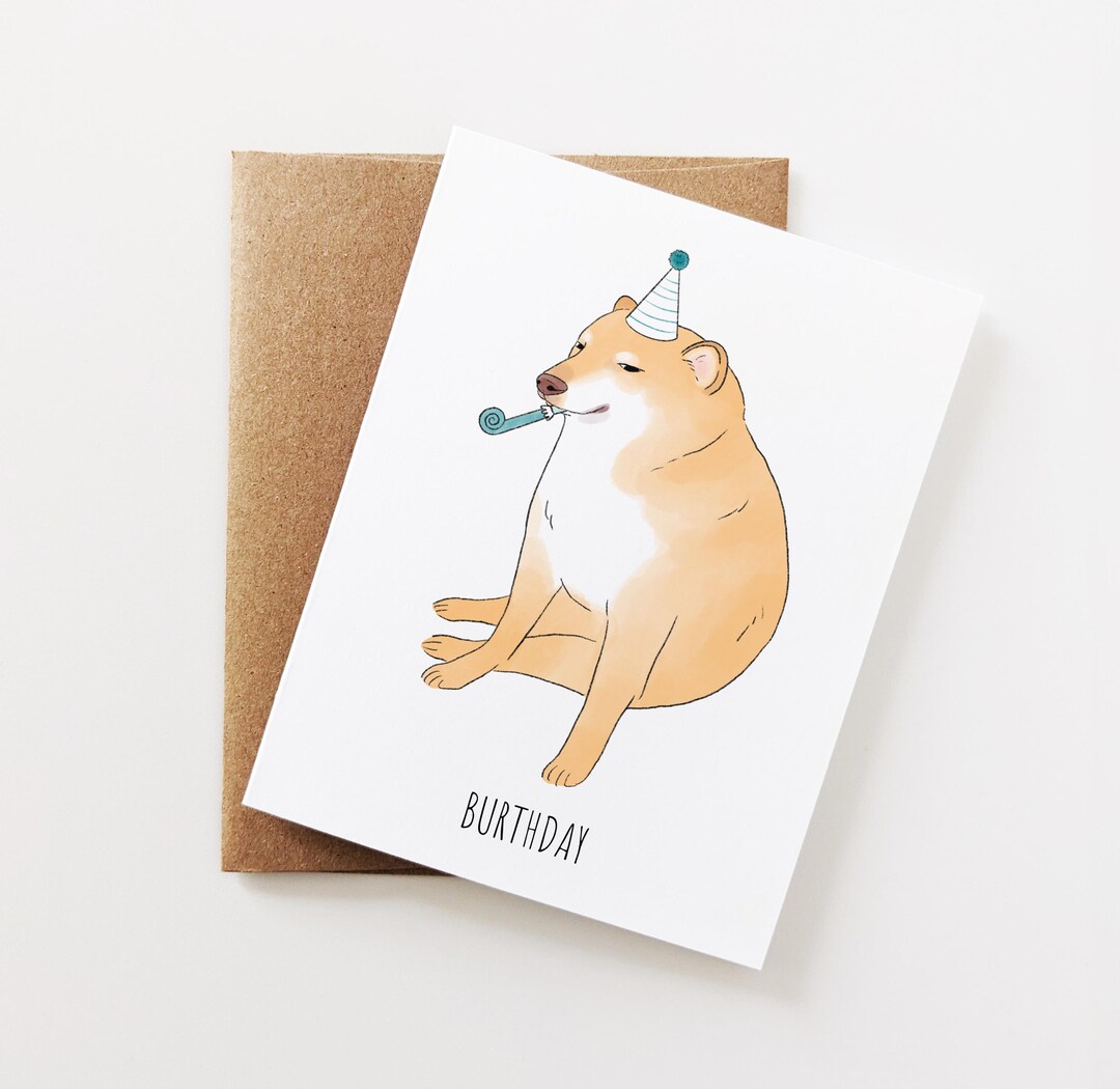 Doge Birthday Card, Funny Doge Meme, Happy Birthday, Shiba Inu, Gift ...