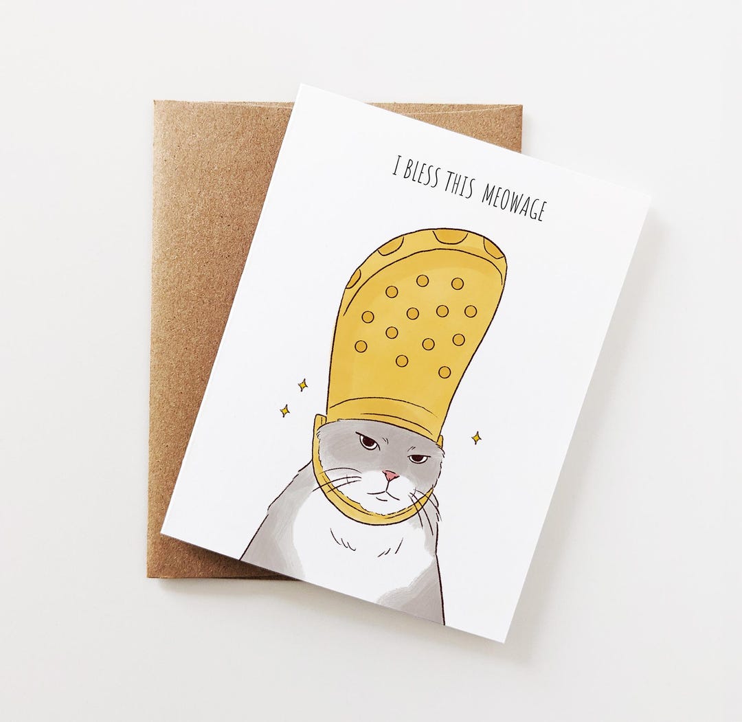 Pope Cat Meme Card, Croc Cat Meme, Funny Cat Card, Marriage Pun ...