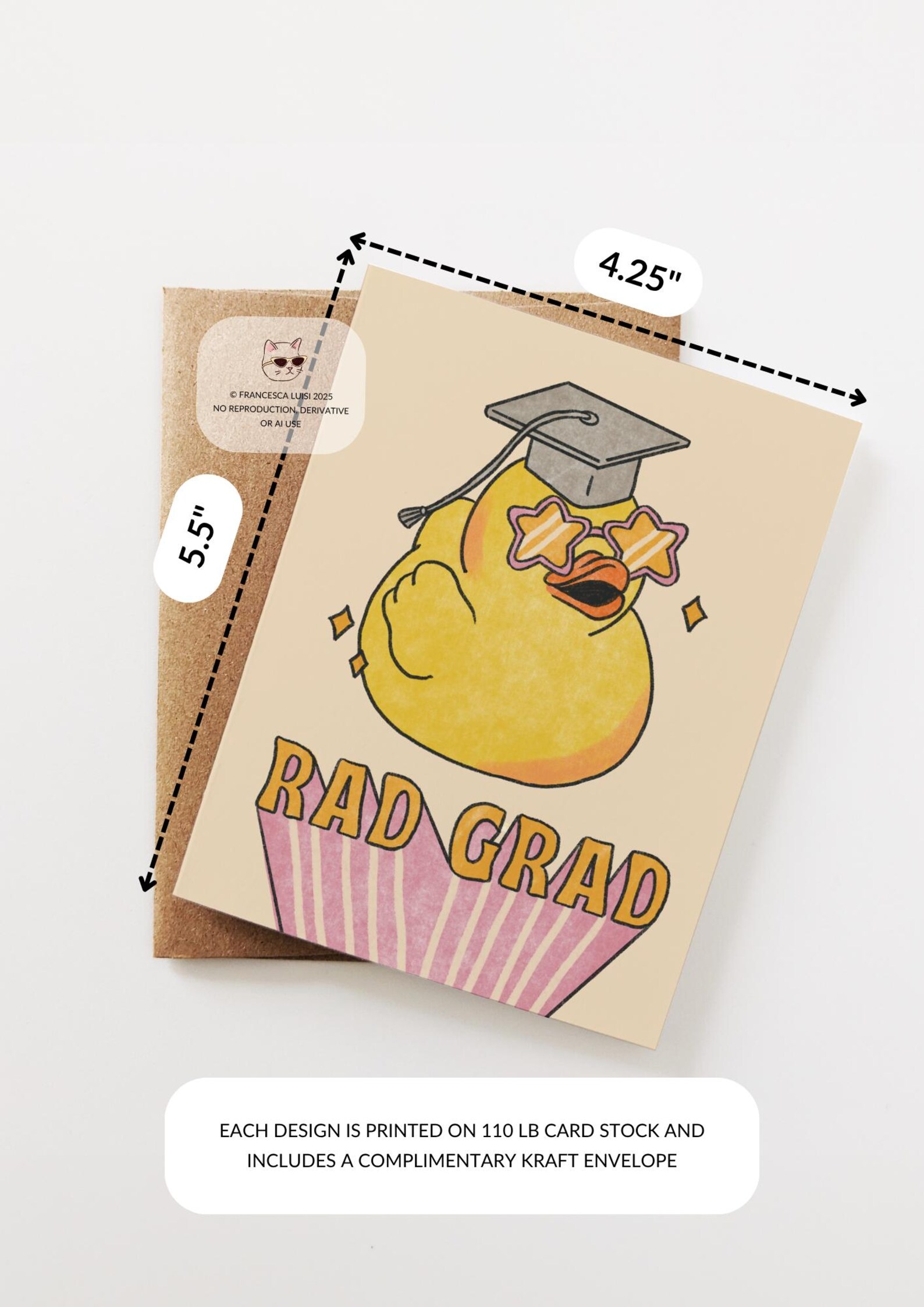 Rad Grad Rubber Ducky Graduation Card, Funny Grad Card, Congrats, High ...