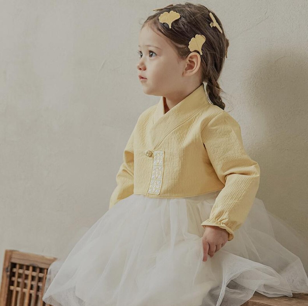 Baby Girl's Yellow Cotton Hanbok: Korean Dohl Baekil Outfit - Etsy