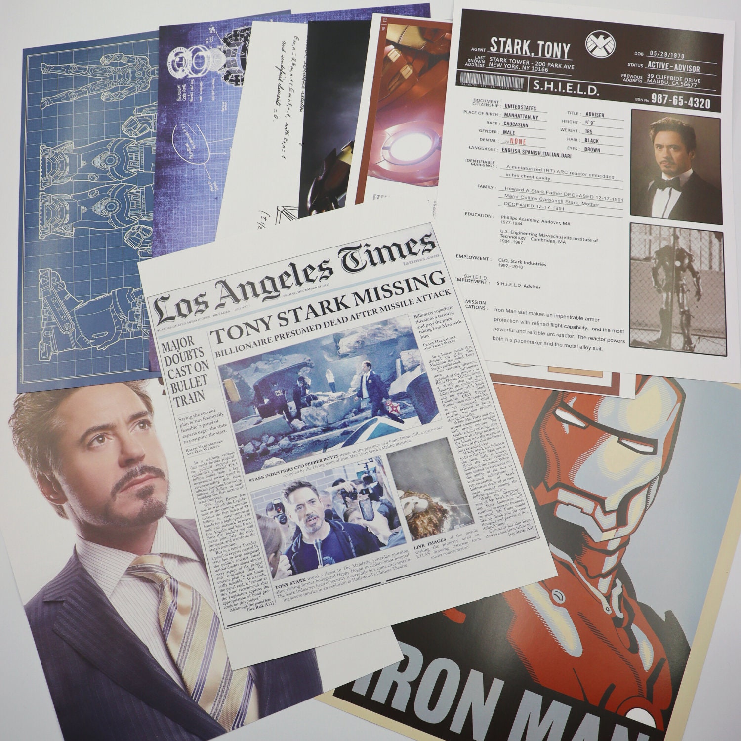 Memorabilia Collectibles Movie Props Replica Iron Man Secret File ...