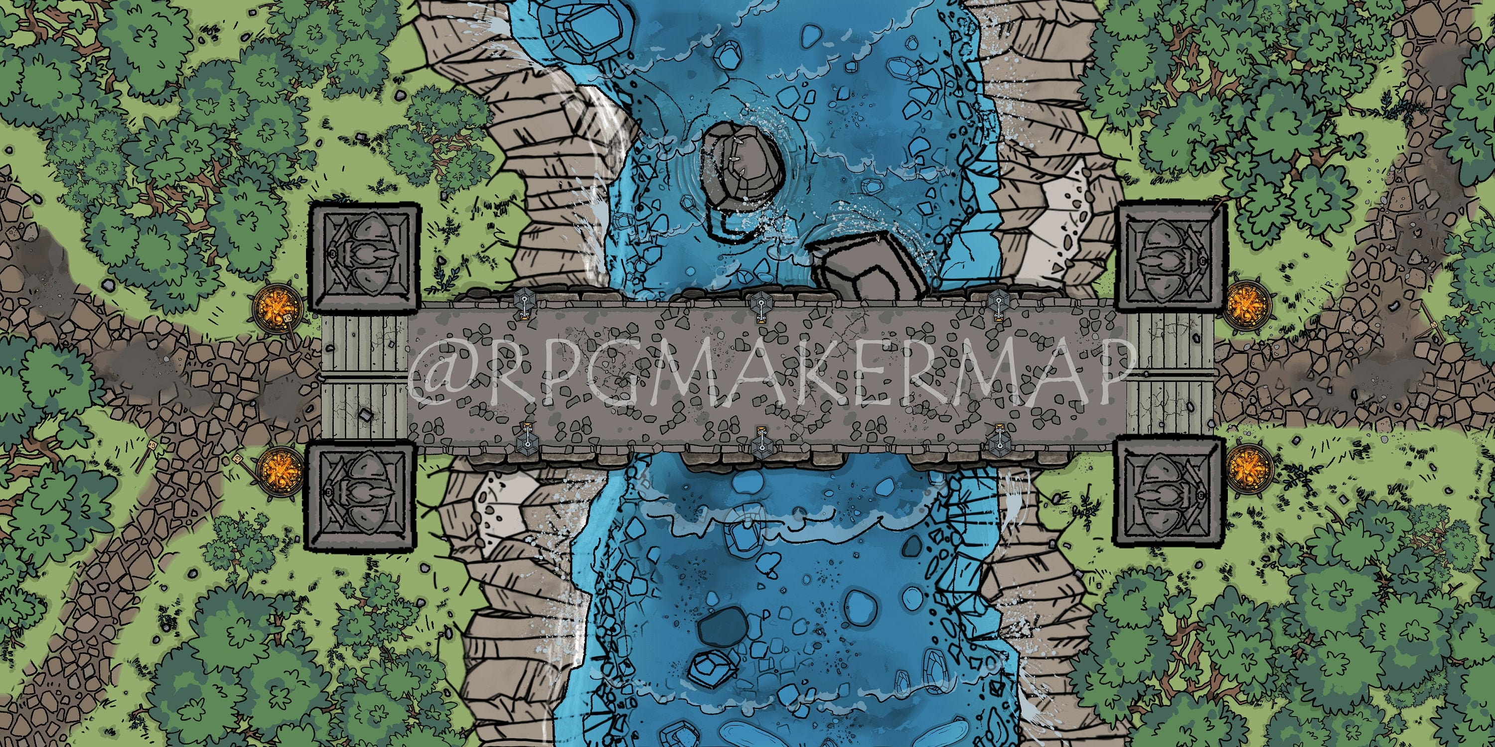 D&D/RPG Bridge Battlemap HD Day and Night Grid and Nogrid - Etsy Singapore